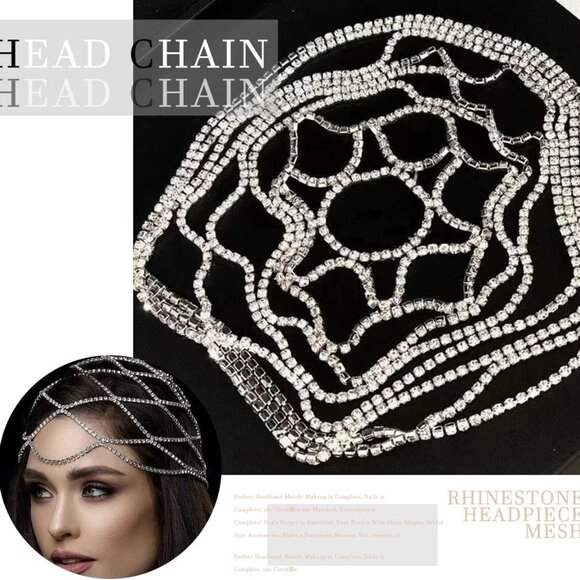 Accessories | Rhinestone Mesh Headpiece Cap Silver Roaring 2s Crystal ...